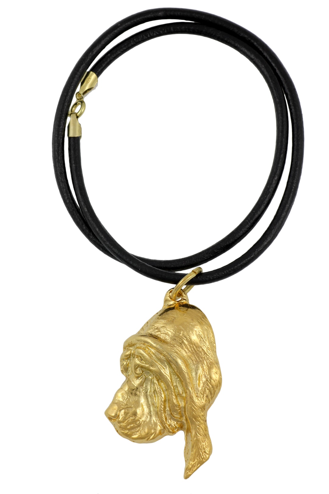 French Bulldog Necklace, Gold Plated Dog Pendant on a Leather Cord ...