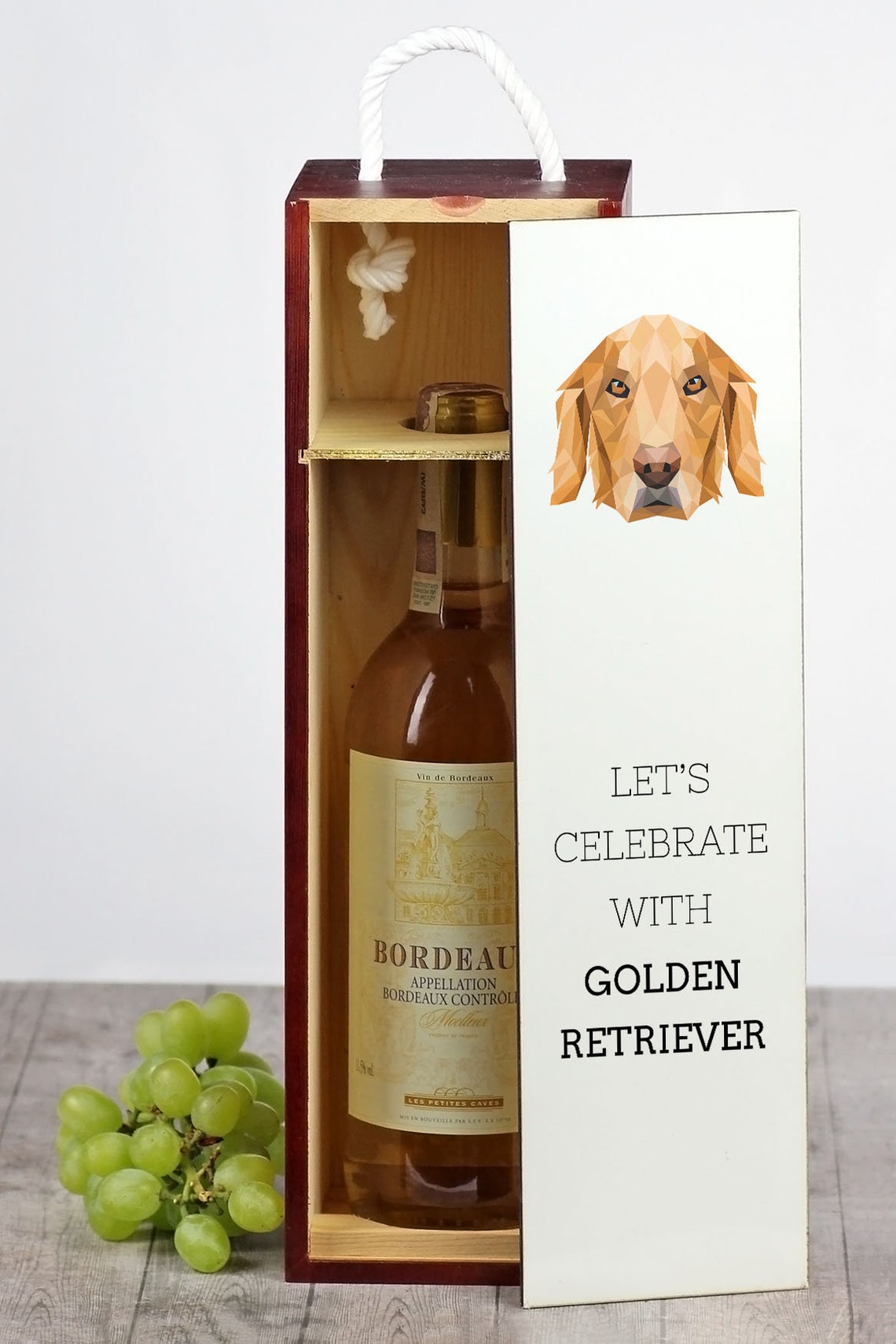 Let's Celebrate With Golden Retriever. Wine Box With - Etsy