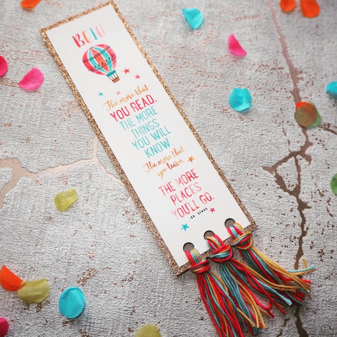 Personalised Bookmark | Dr Seuss Quote | Childrens Bookmark | Rainbow ...