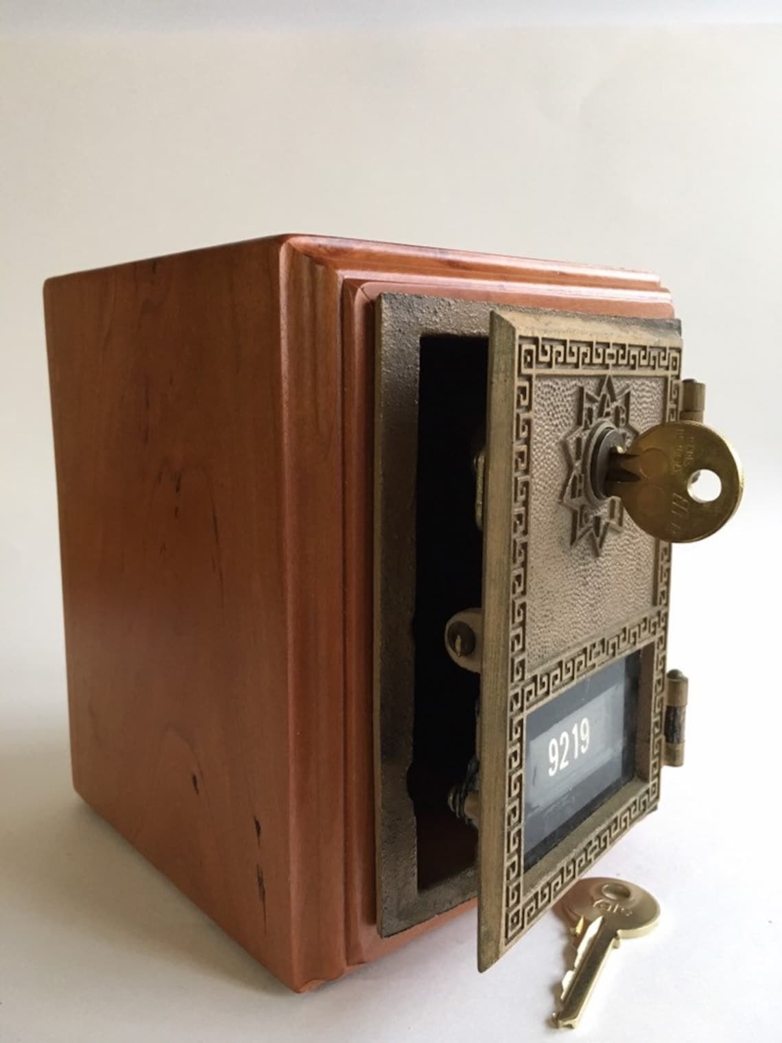 Cherry - Vintage Brass Post Office Box Door With Key Lock on ...