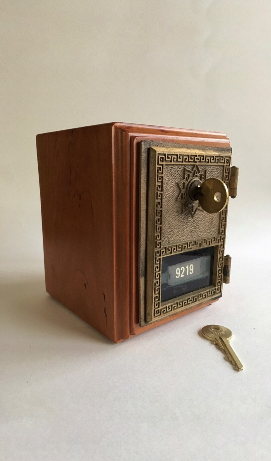 Cherry - Vintage Brass Post Office Box Door With Key Lock on ...