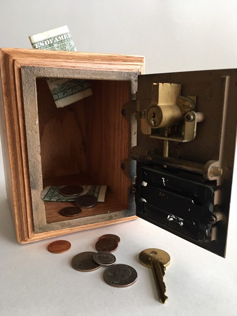 Oak - Vintage Brass Post Office Box Door With Key Lock on Handcrafted ...
