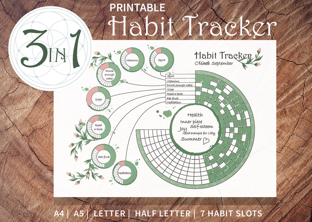 Monthly Printable Habit Tracker | Instant Download | Letter ...