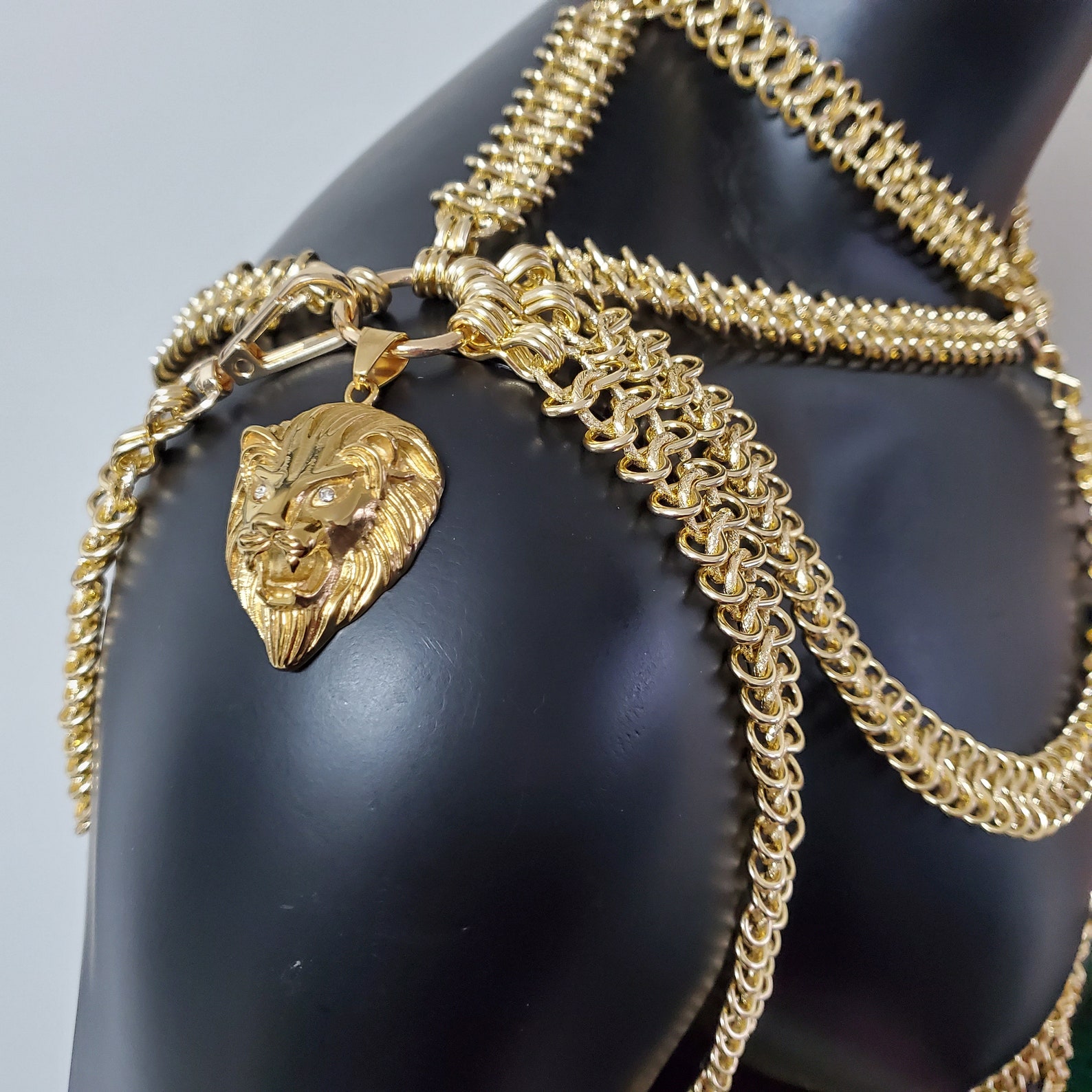 Man Body Harnessbody Gold Metal Chain Harnesspunk Chest Etsy