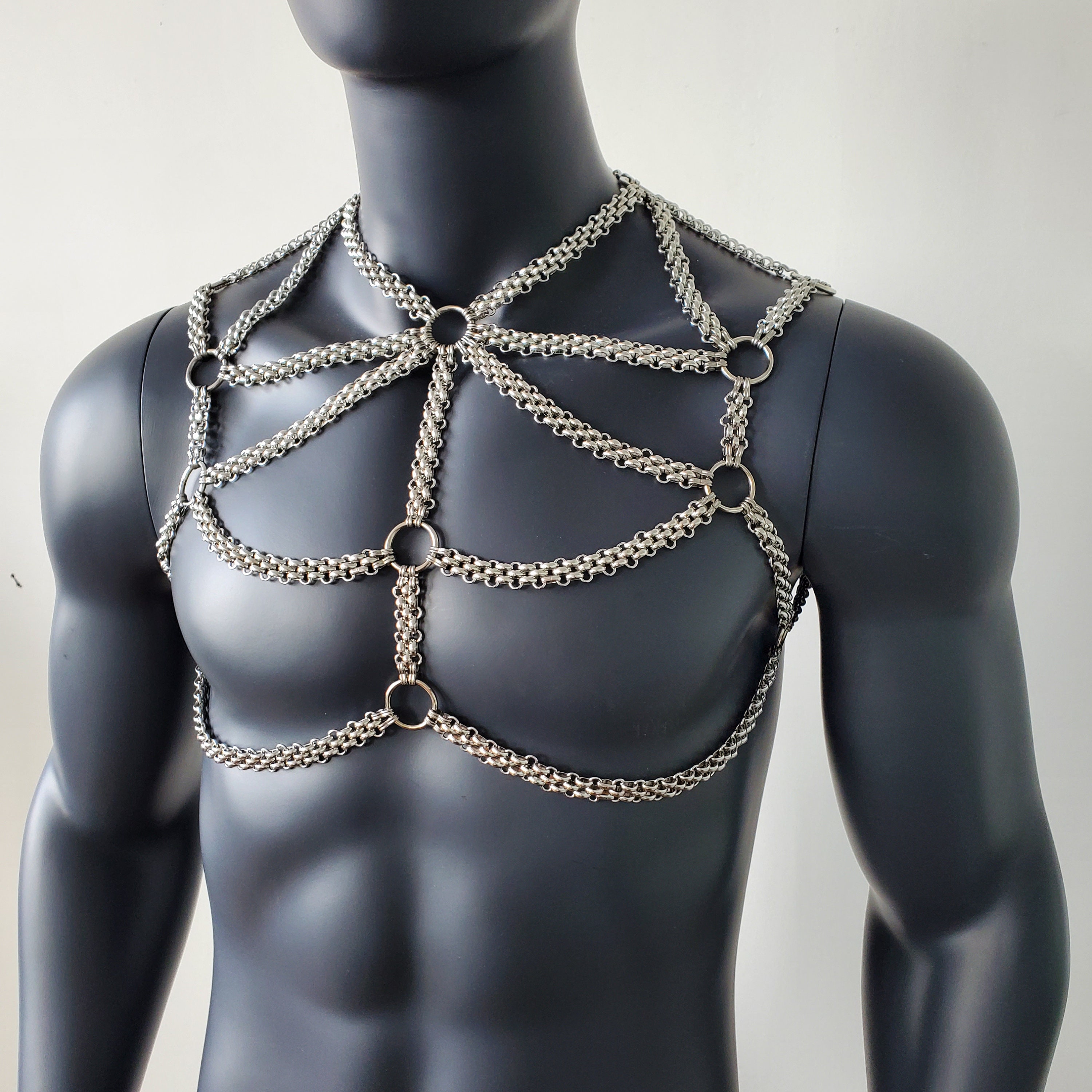 Rave Man Body Chain Harnessbody Chain Harnesspunk Chest - Etsy Rave Man Body Chain Harnessbody Chain Harnesspunk Chest - Etsy