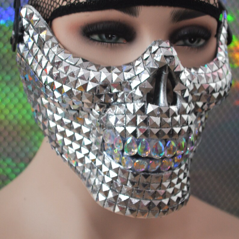 Gold Skull Half Mask Dust Studded MaskHalloween MaskMusic | Etsy