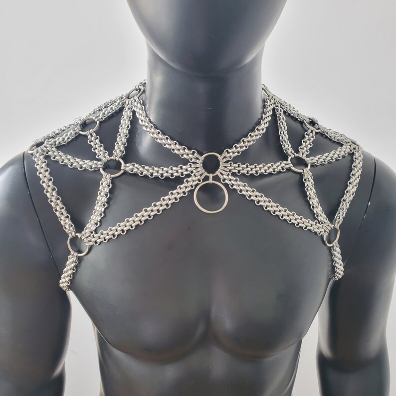 Men Body Chain Shouldershoulder Chain Harnessmens Chain Body Etsy