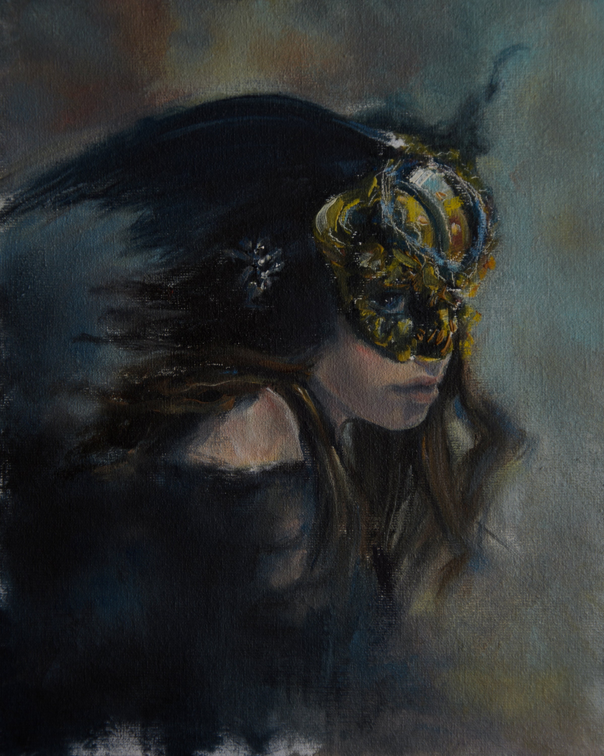 Gothic Woman Portrait Nocturne Oil Painting on Canvas Dark Moody Wall ...