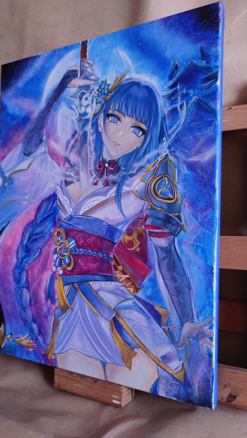 Shogun Waifu Genshin Original Oil Painting on Canvas Fantasy - Etsy