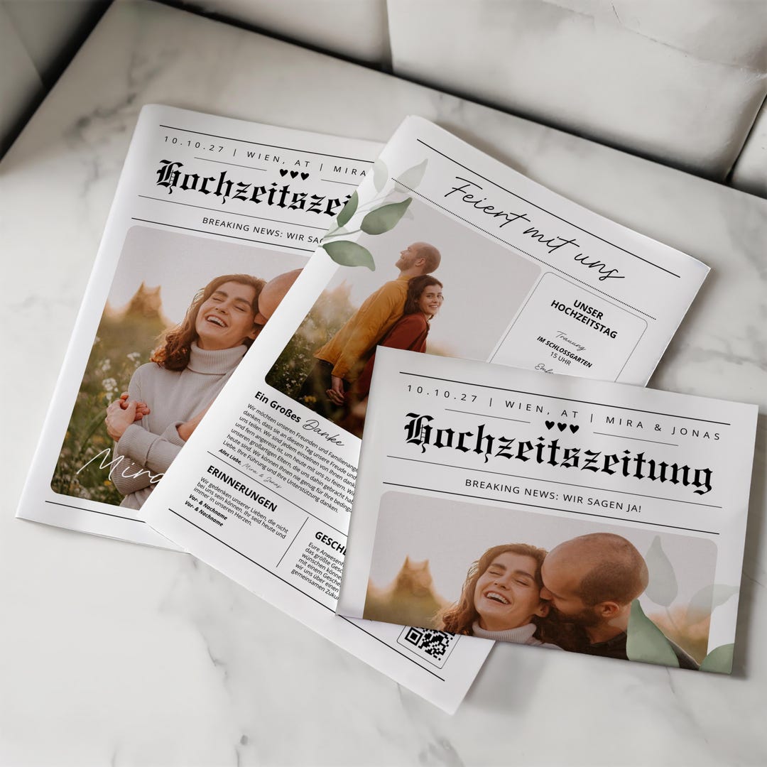 Hochzeitszeitung Vorlage personalisiert | Canva Vorlage A3 A4 mit ...