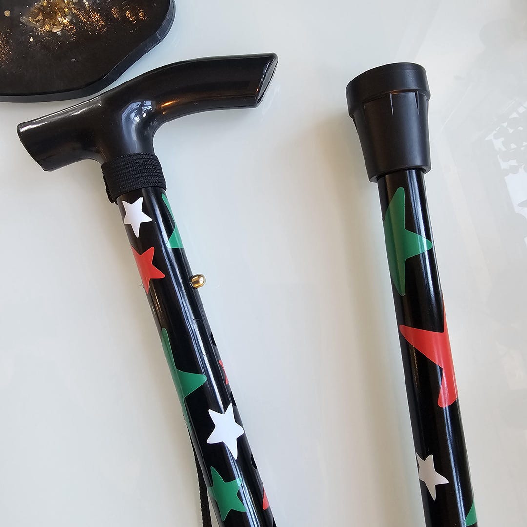 Funky Star Walking Stick: Adjustable Folding Cane, Ladies Mobility Aid ...