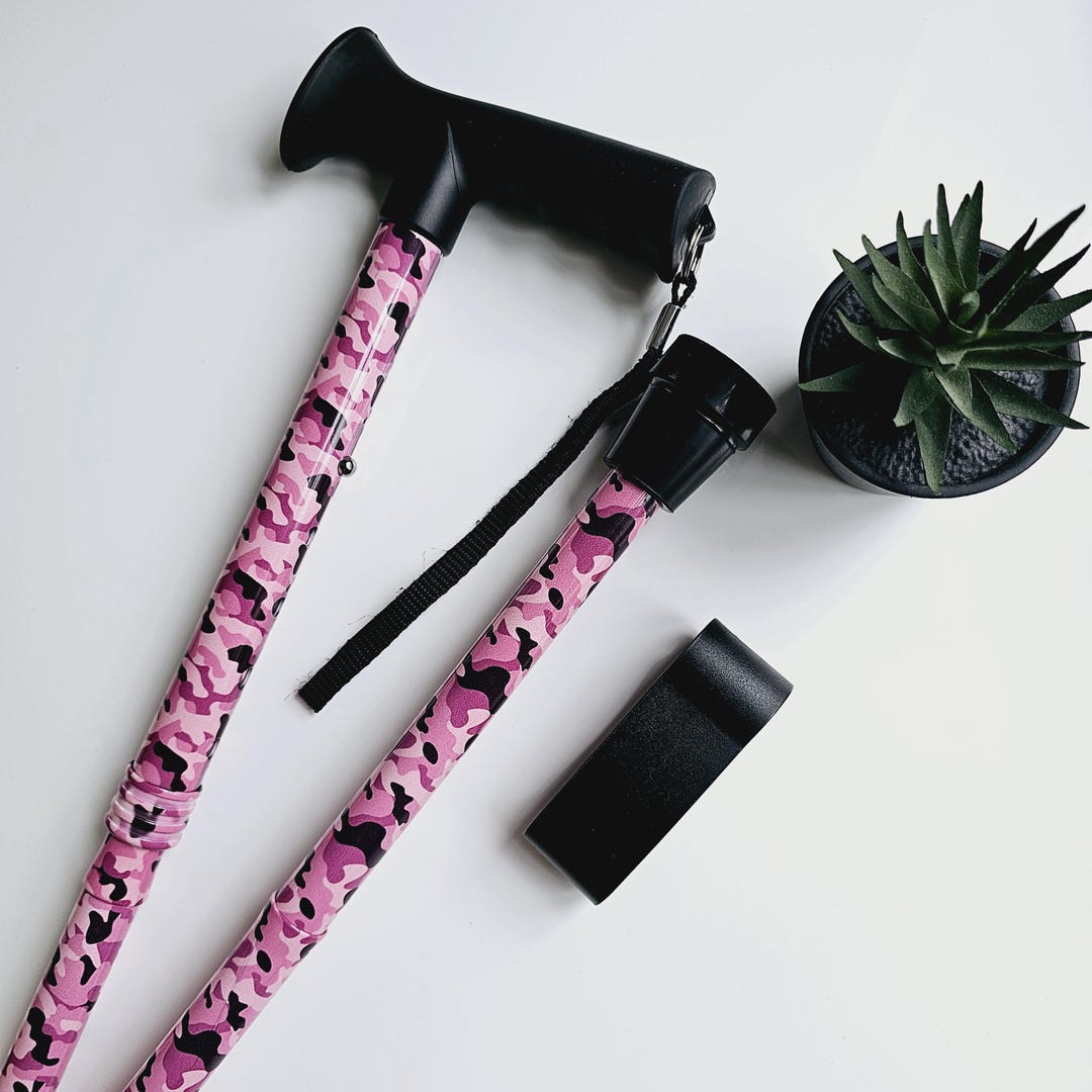 Pink Camo Walking Stick: Adjustable Folding Mobility Aid - Etsy