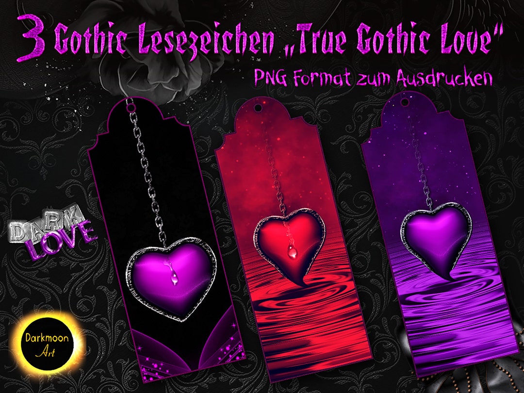 Goth Bookmark With Heart and Water in the Set Different - Etsy