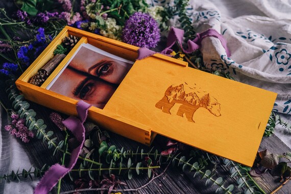 6x9 Colorful Wooden Photo Box Print and Flash Drive Storage | Etsy