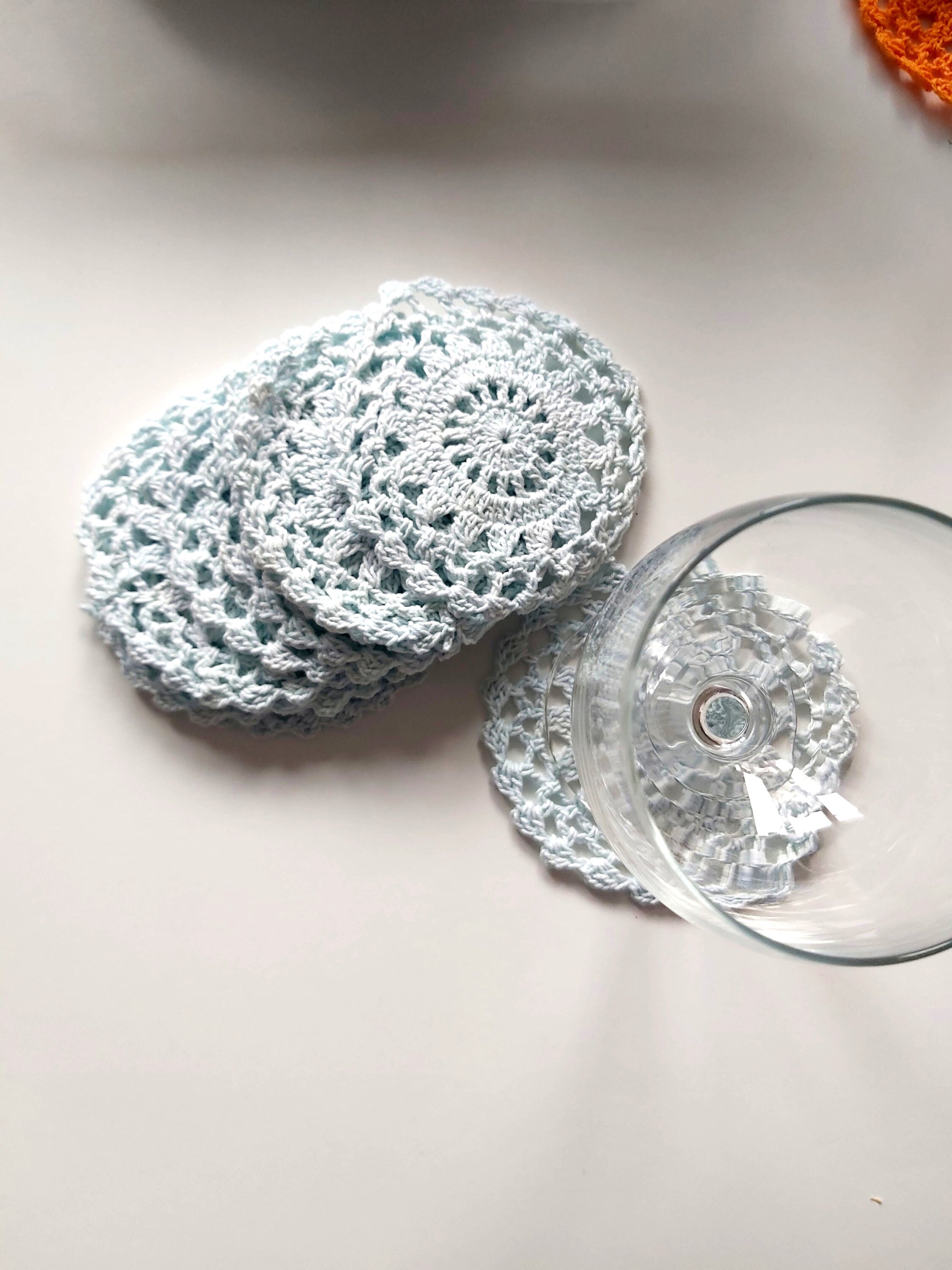 White Small Table Mats With Flowers. Handmade Crochet, 100% Cotton ...