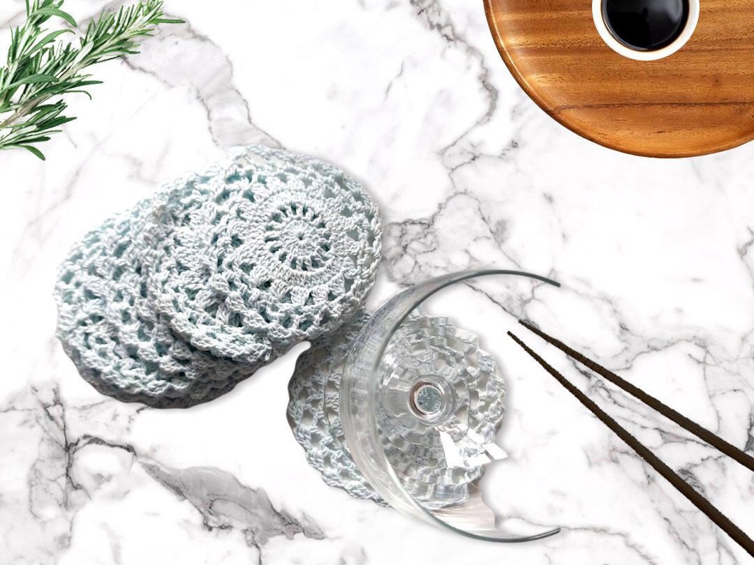 White Small Table Mats With Flowers. Handmade Crochet, 100% Cotton ...