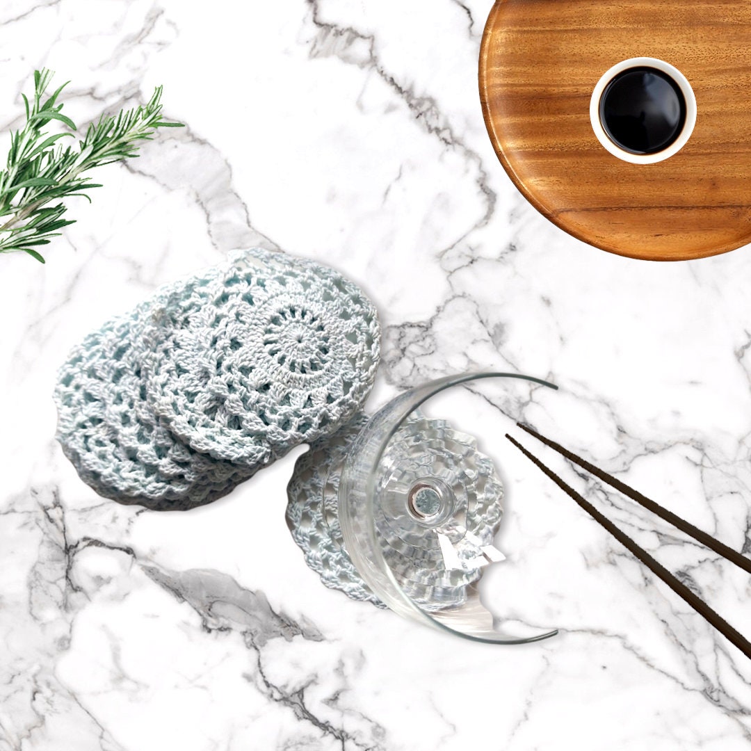 White Small Table Mats With Flowers. Handmade Crochet, 100% Cotton ...