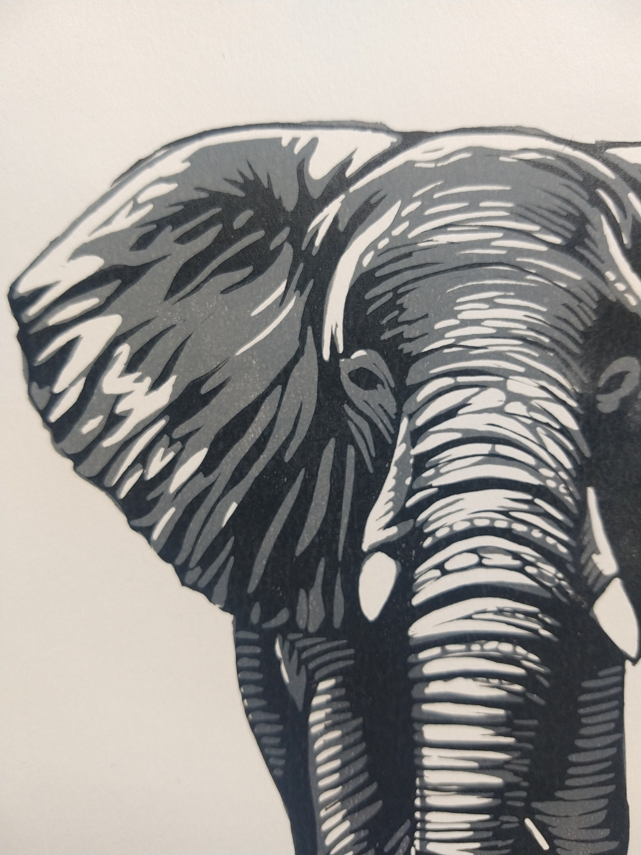 Elephant Lino Print, Two Layers Gradient Relief Print - Etsy