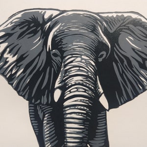 Elephant Lino Print, Two Layers Gradient Relief Print - Etsy