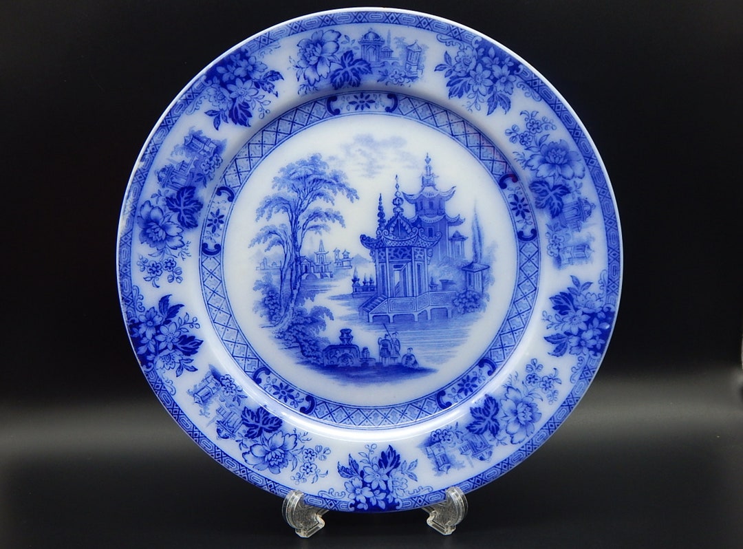 A Royal Doulton, 'madras' Pattern, Flow Blue Dinner Plate - Etsy
