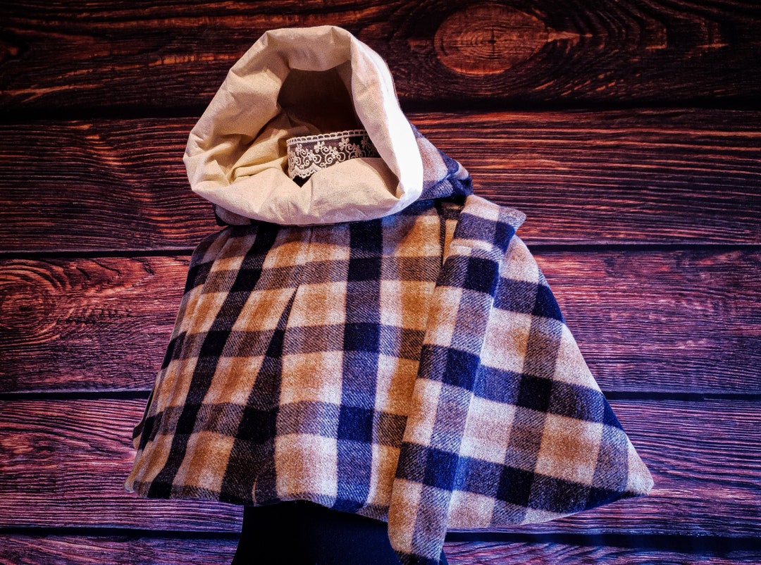 14th Century Medieval Liripipe Hood Made of Tartan Wool and Linen ...
