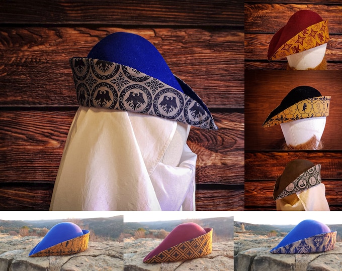Medieval Hat, Historical Hat, Woolen Medieval Hat, Brocade Hat ...