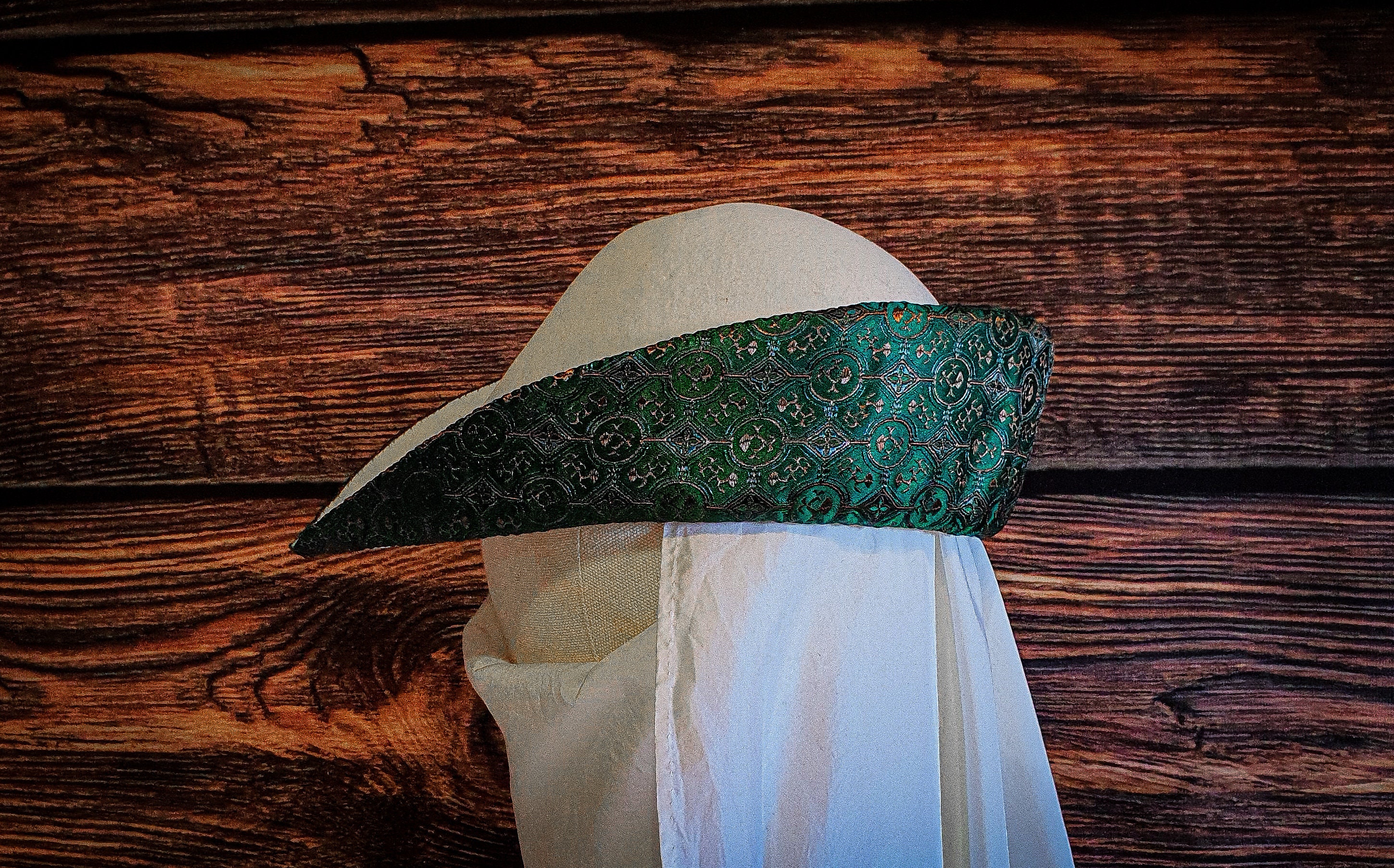 Bycocket, Medieval Wool Felt Cap With Lined Brim in Brocade Fabric ...