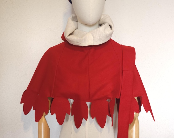 Dagged Hood With Liripipe - Woolen Medieval Hood With Cutout & Tail ...