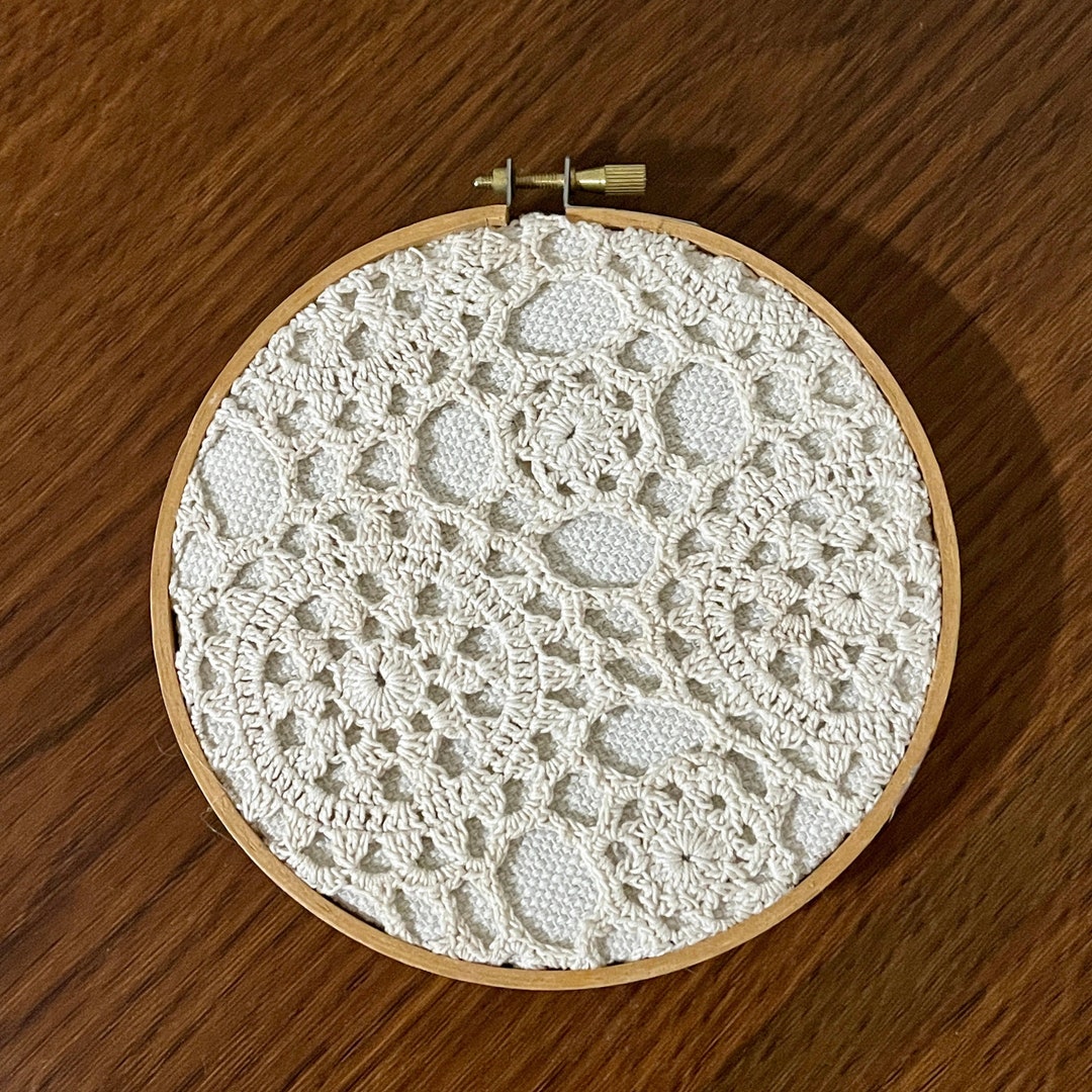 Hoops: 5.5 Inch Repurposed Ivory Vintage Crochet Cottagecore Decor - Etsy