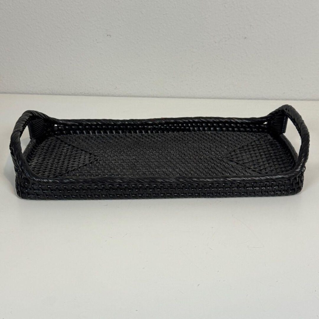 VTG Black Wicker Vanity Tray Boho 14x7 - Etsy
