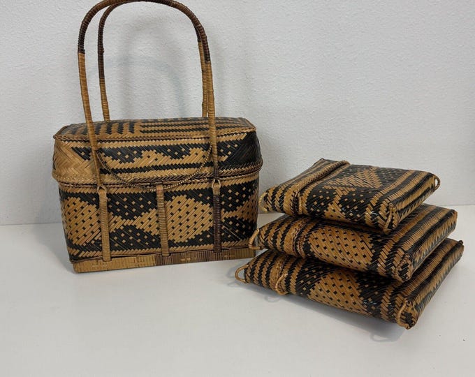 Antique Tiruray Tribe Palawan Island Bamboo River Cane Basket Purse + 3 ...