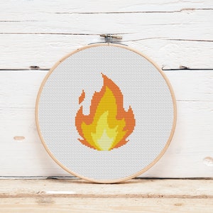 Fire Cross Stitch Pattern Digital Format PDF Fire Embroidery Cross ...