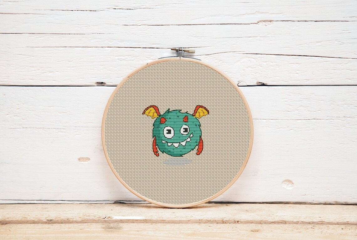 Cute Monster Cross Stitch Pattern Funny Little Green Monster - Etsy