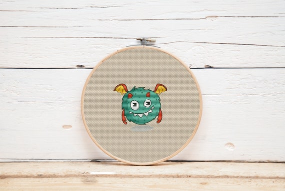 Cute Monster Cross Stitch Pattern Funny Little Green Monster - Etsy