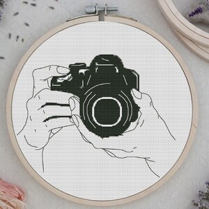 Camera Cross Stitch Pattern Monochrome Camera Photo Cross Stitch ...