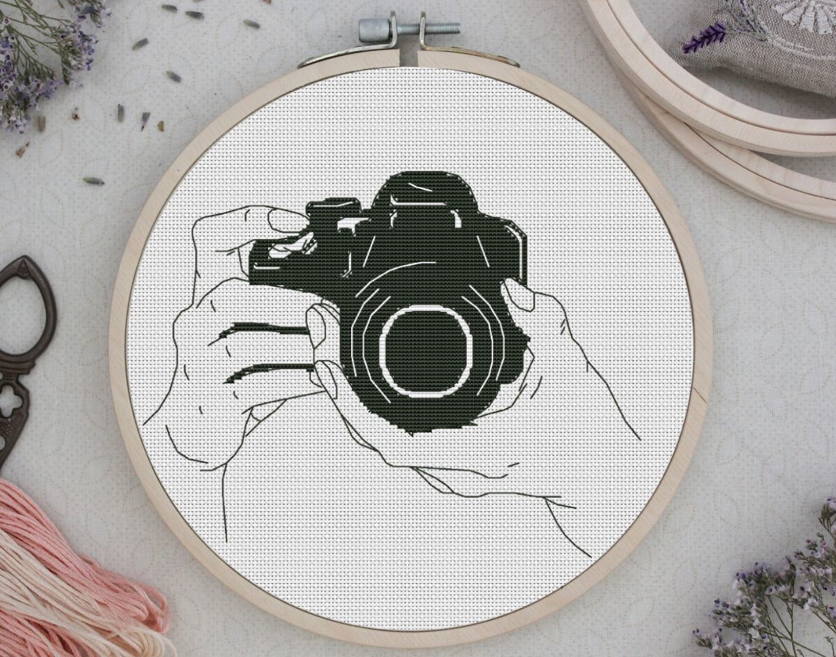 Camera Cross Stitch Pattern Monochrome Camera Photo Cross - Etsy