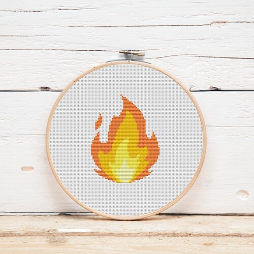 Fire Cross Stitch Pattern Digital Format PDF Fire Embroidery - Etsy
