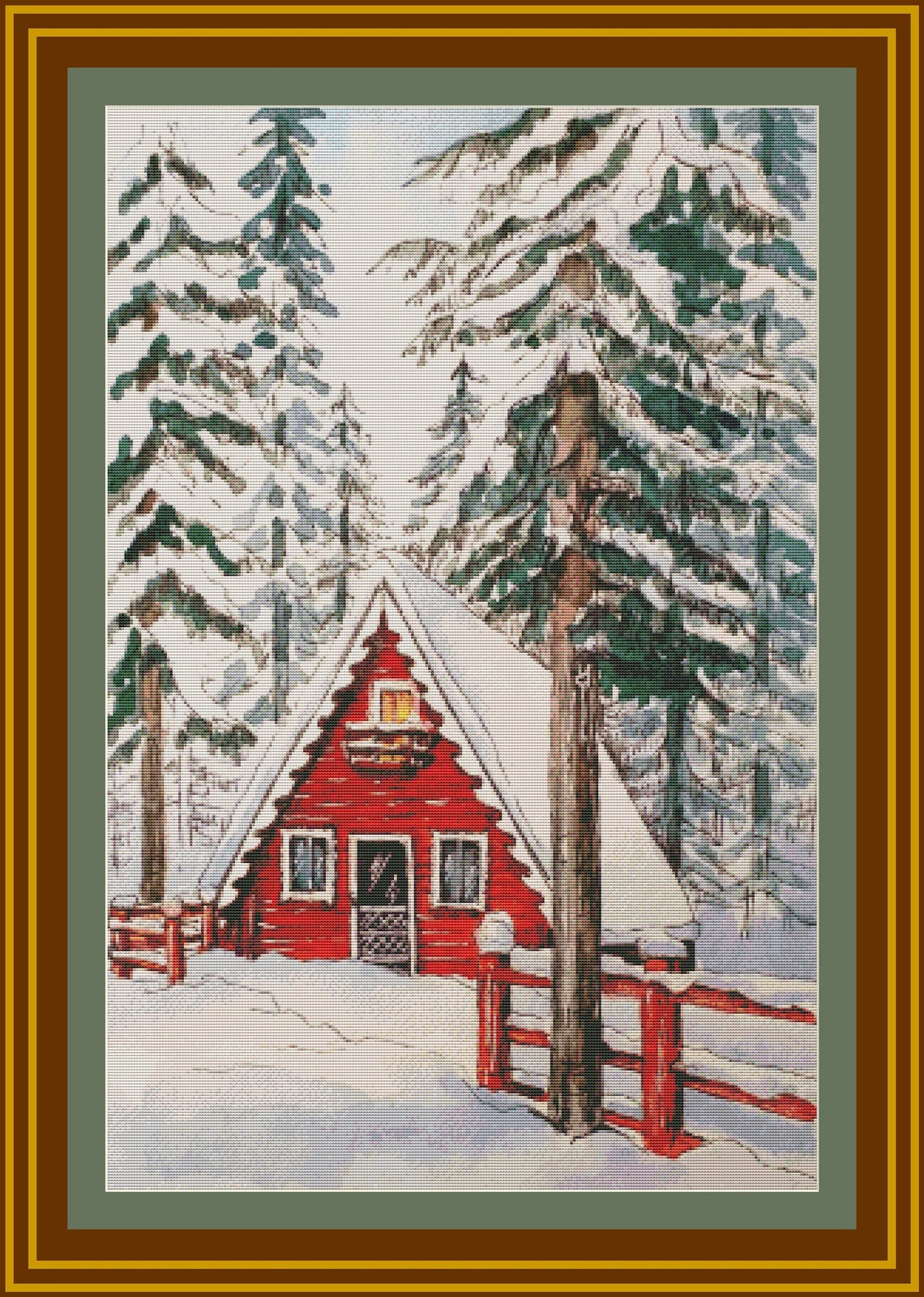 Winter Landscape Cross Stitch Pattern Snowy Forest Winter - Etsy
