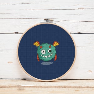 Green Monster Cross Stitch Pattern, Funny Creature (PDF Pattern) - Etsy