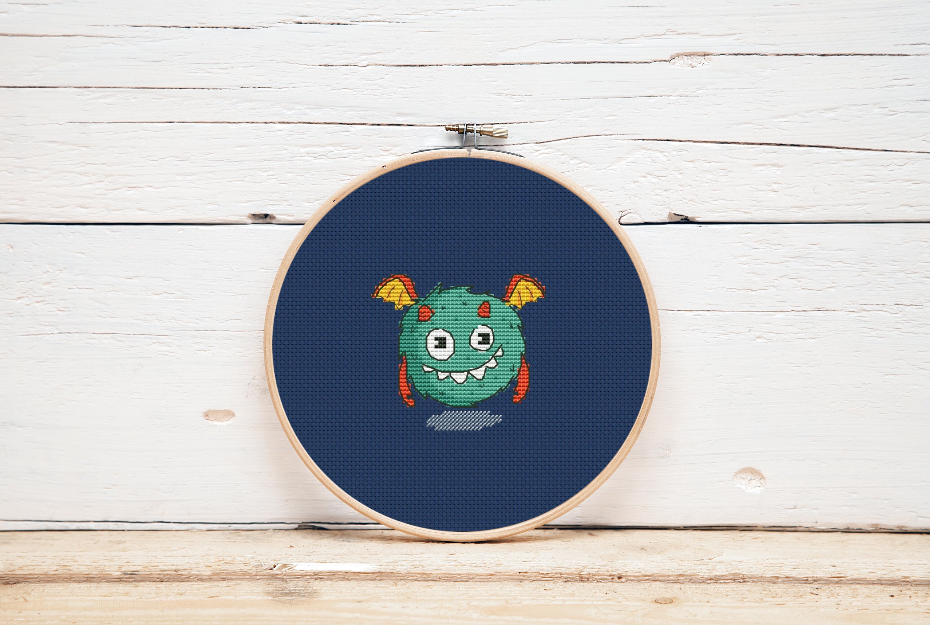 Green Monster Cross Stitch Pattern, Funny Creature (PDF Pattern) - Etsy