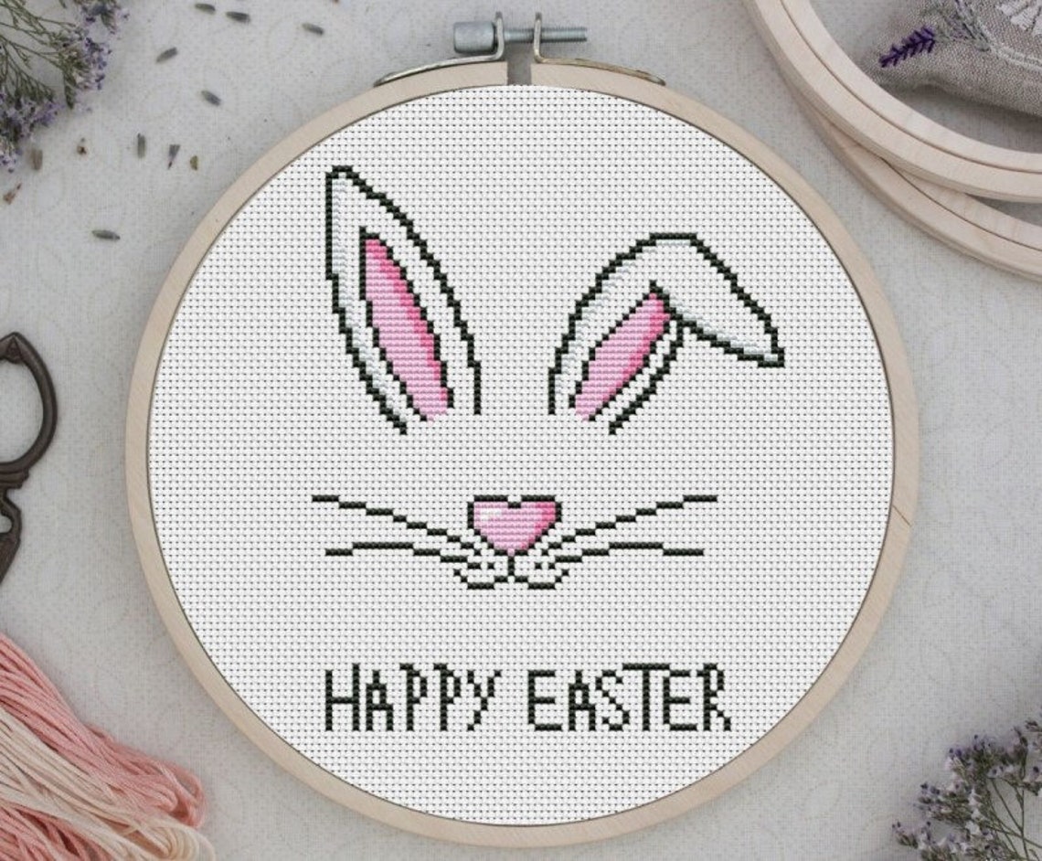 Bunny Cross Stitch Pattern Easter Bunny Cute and Cozy Simple | Etsy