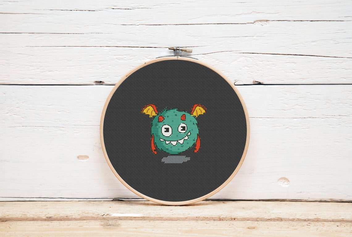 Green Monster Cross Stitch Pattern, Funny Creature (PDF Pattern) - Etsy