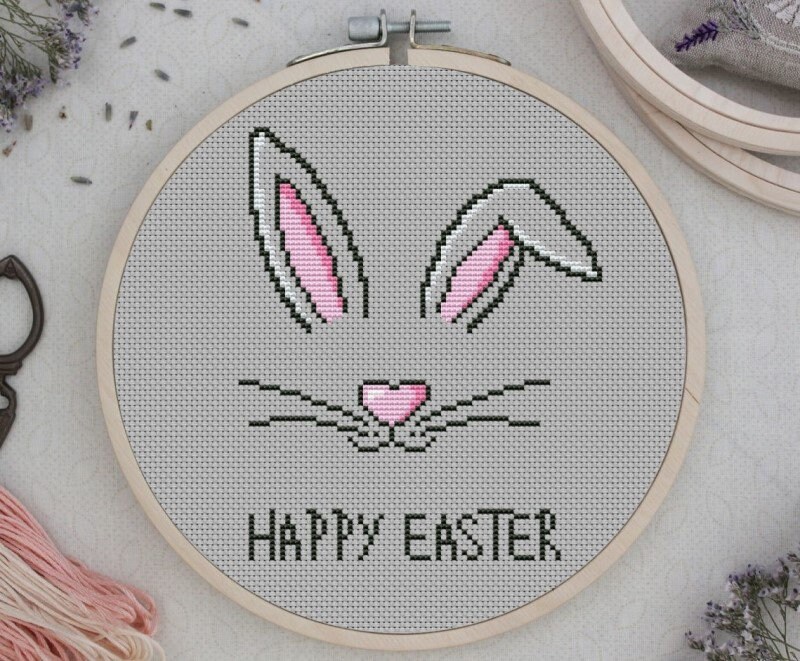 Bunny Cross Stitch Pattern Easter Bunny Cute and Cozy Simple | Etsy