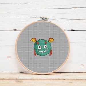 Green Monster Cross Stitch Pattern, Funny Creature (PDF Pattern) - Etsy