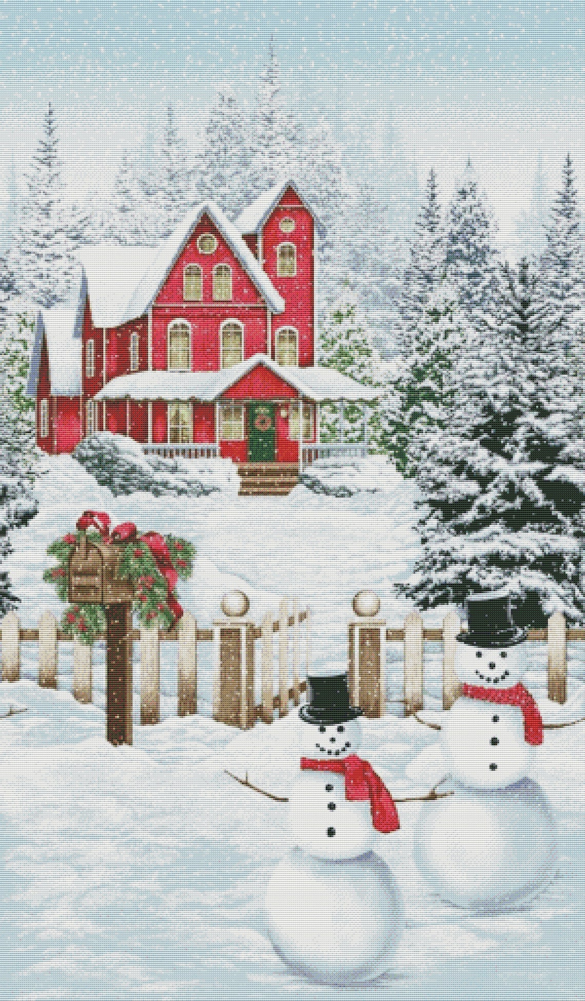 Christmas Scene Cross Stitch Pattern Winter House Cross Stitch - Etsy