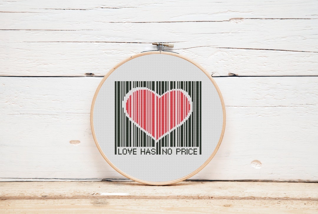 Heart Cross Stitch Pattern Simple Barcode Cross Stitch for - Etsy