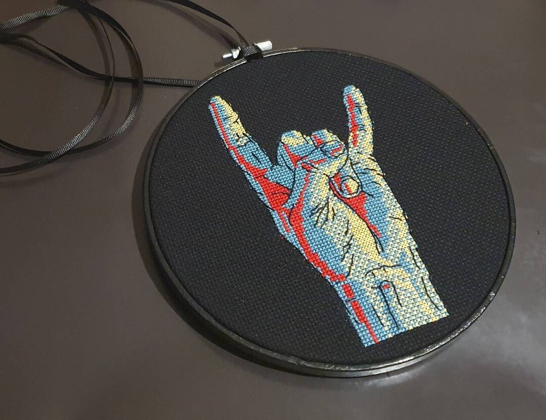 Cross Stitch Pattern Hand in Heavy Metal Horns Cool Cross - Etsy