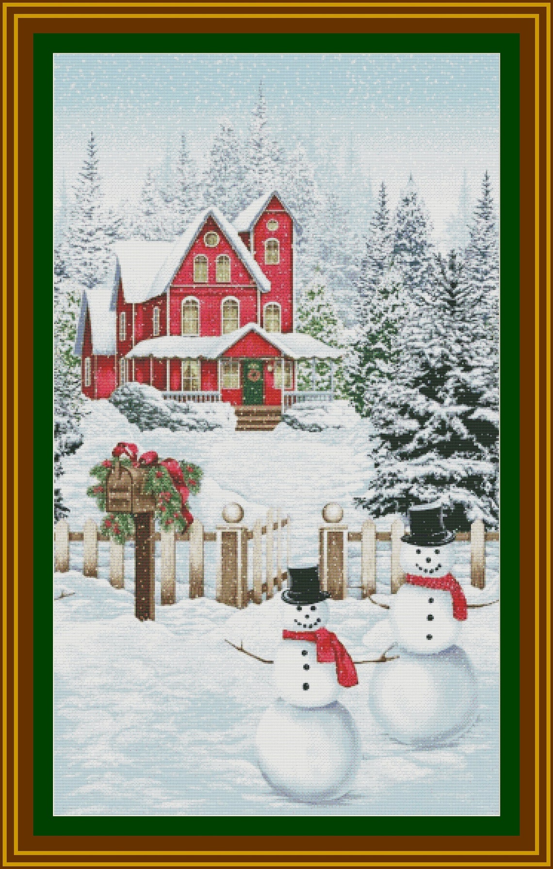 Christmas Scene Cross Stitch Pattern Winter House Cross Stitch - Etsy