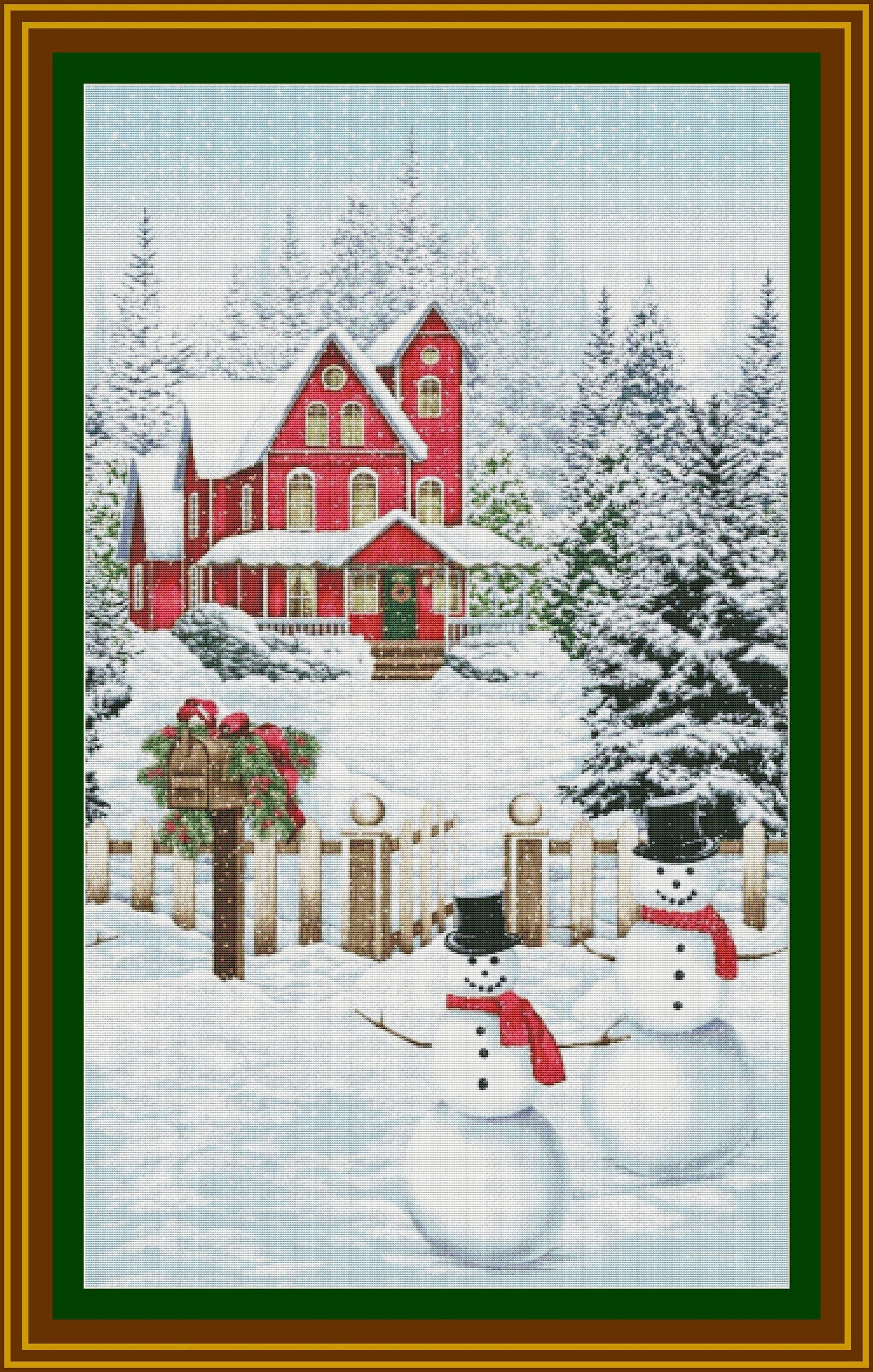 Christmas Scene Cross Stitch Pattern Winter House Cross Stitch - Etsy