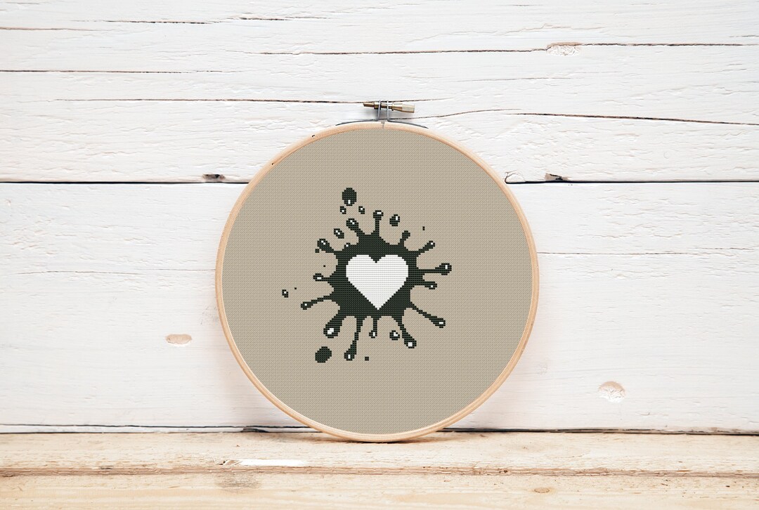 Heart Splat Cross Stitch Pattern: Simple Beginner Design (PDF) - Etsy